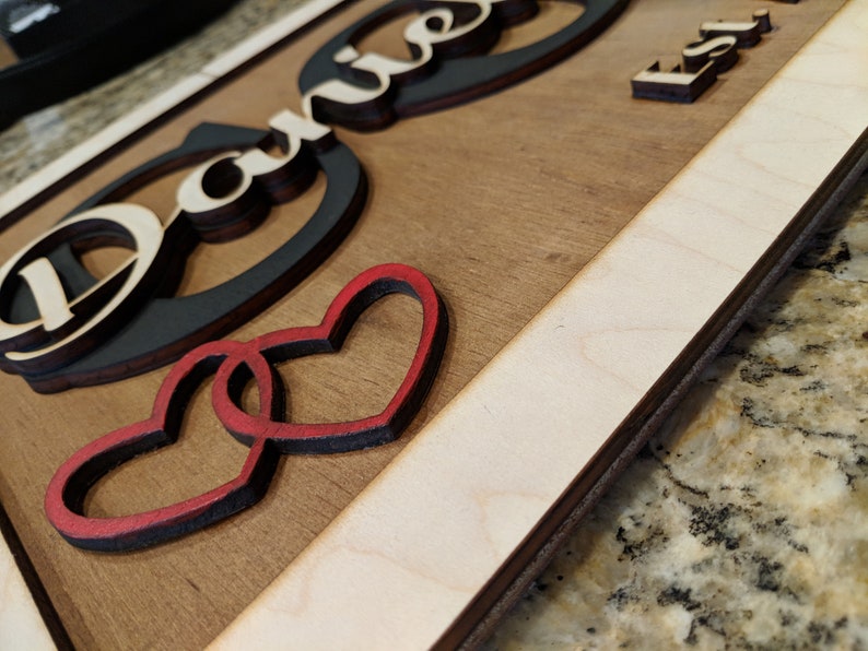 Framed 3D Sign of Last Name With First Names Attached Great | Etsy