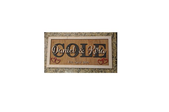 Framed 3D Sign of Last Name With First Names Attached Great - Etsy