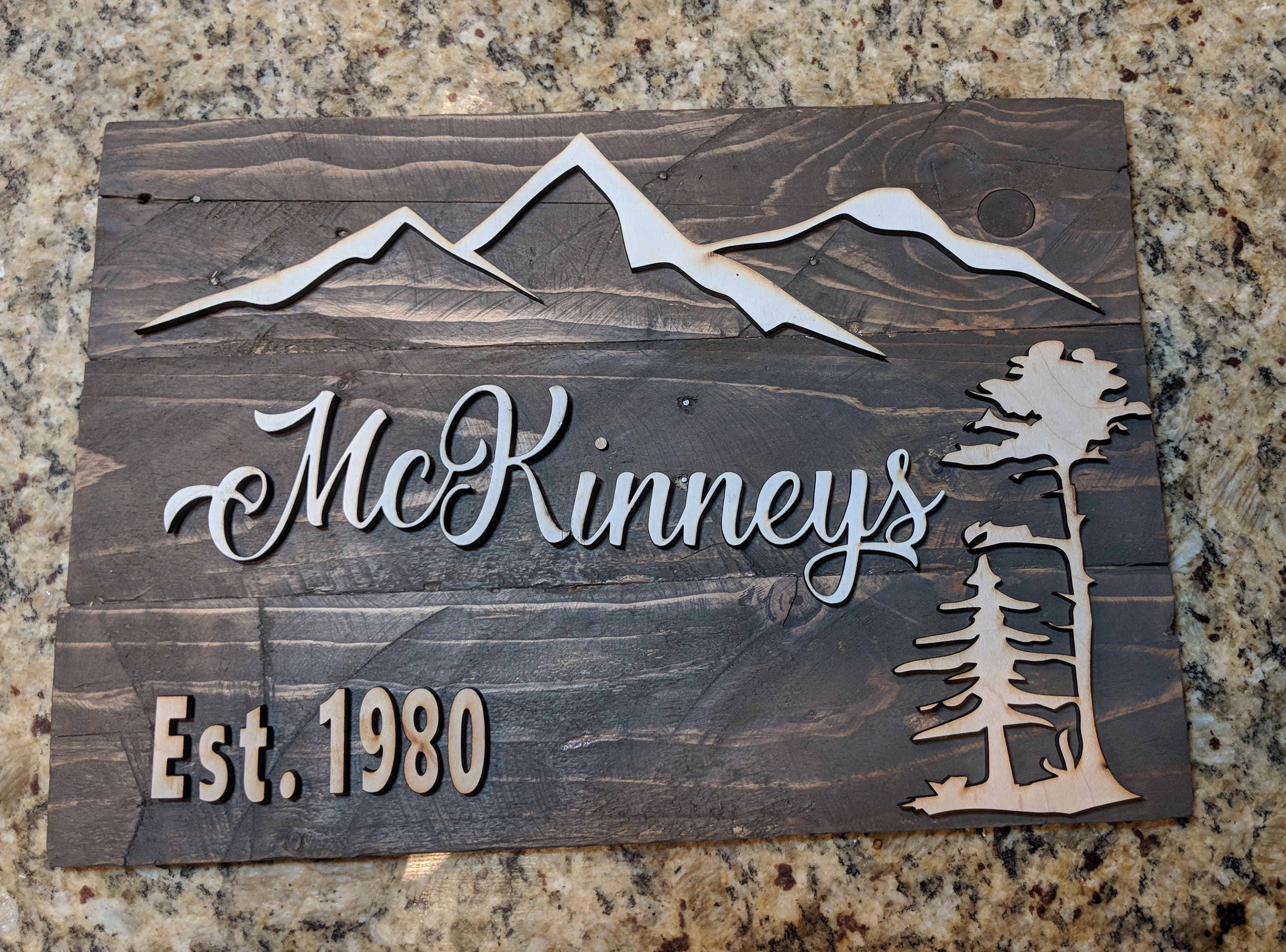 Mountain Name Door Hanger W/ Personalized Family Name | Etsy
