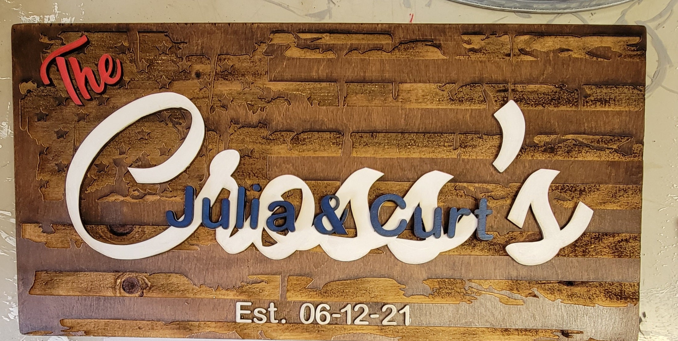 Framed 3D Sign of Last Name With First Names Attached Great - Etsy