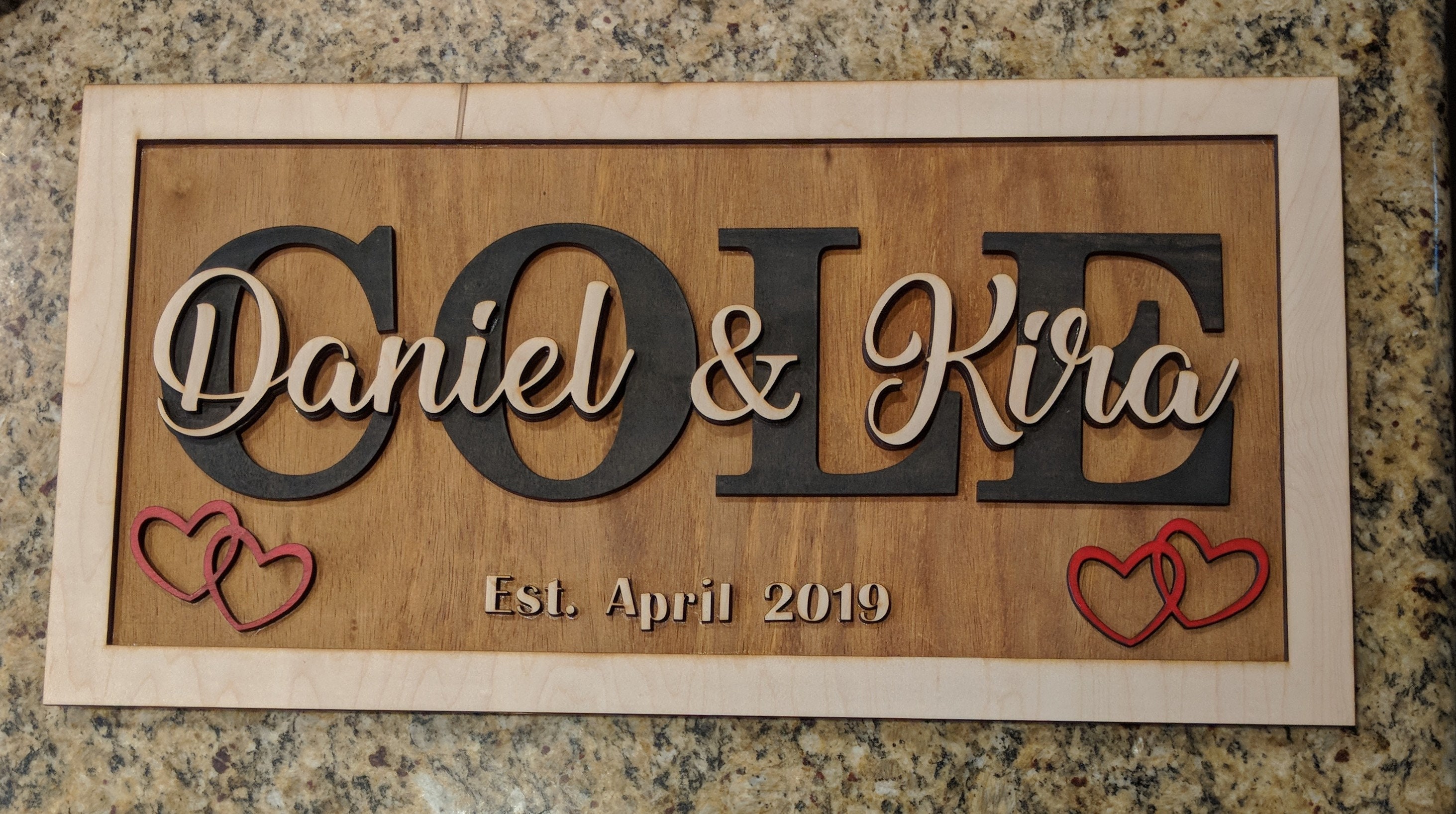 Framed 3D Sign of Last Name With First Names Attached Great - Etsy