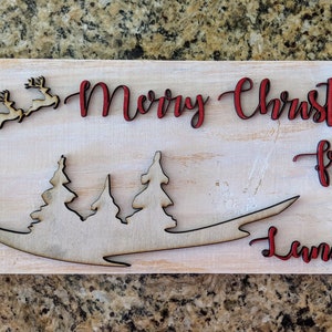 Santa Sleigh and Reindeer Welcome Sign With Rocking Trees Made - Etsy