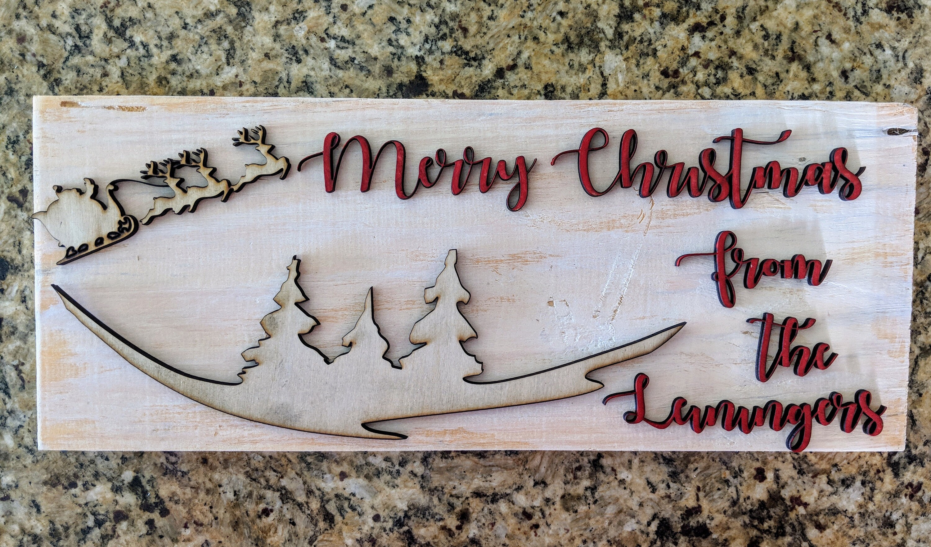 Santa Sleigh and Reindeer Welcome Sign With Rocking Trees Made | Etsy