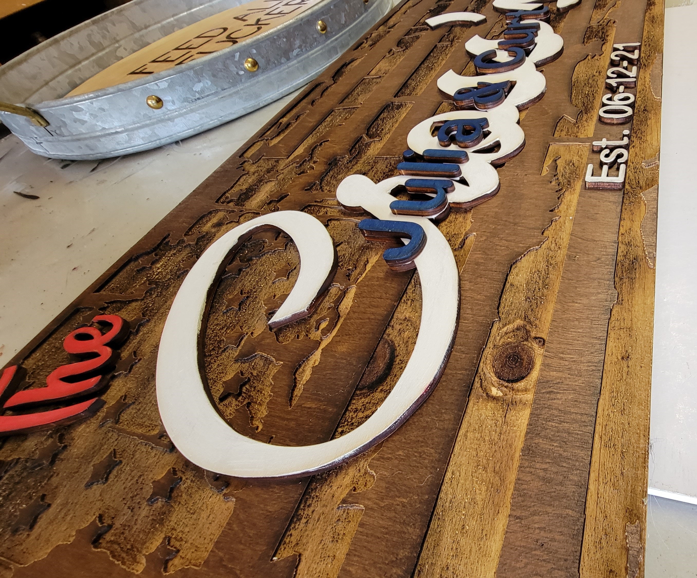 Framed 3D Sign of Last Name With First Names Attached Great - Etsy