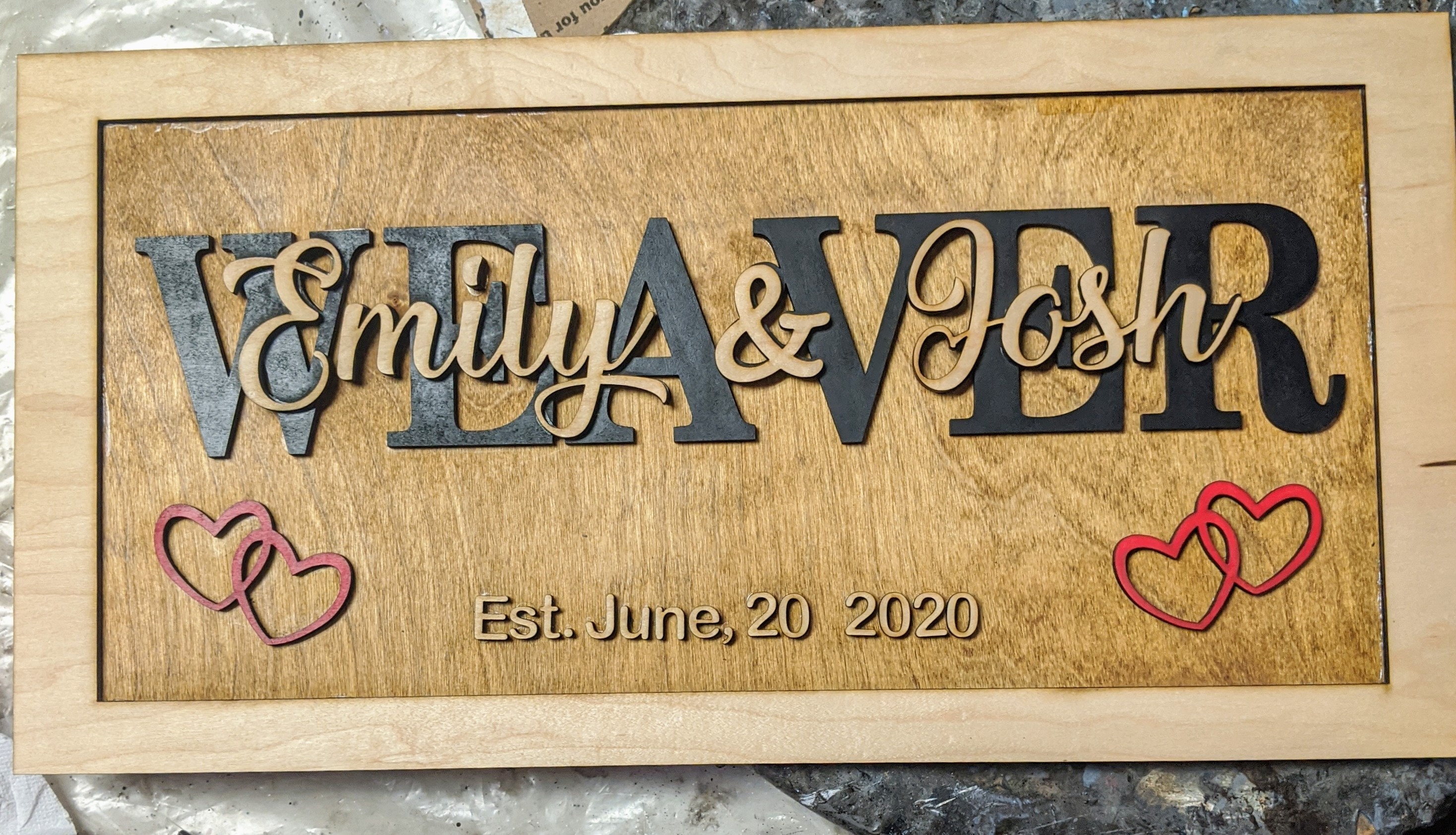 Framed 3D Sign of Last Name With First Names Attached Great - Etsy