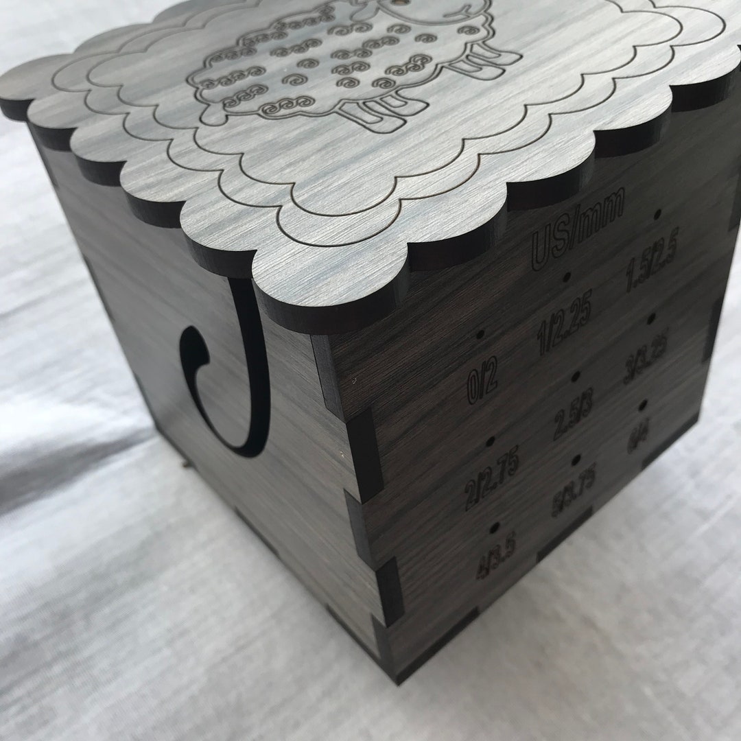 UNIQUE YARN BOX bowl Hand Crafted Needle Sizer, Ruler, Smooth Hook to ...