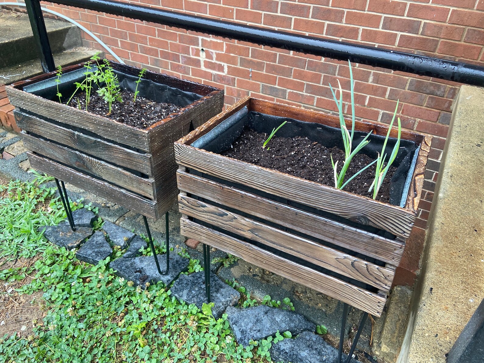 Shou Sugi Ban Style Charred Wood Crate Planter w/ Metal | Etsy