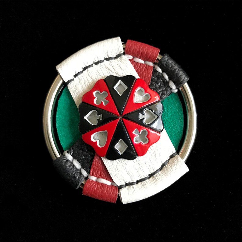 Card Suits Poker Card Guard / Protector / Hand Painted Metal Concho ...