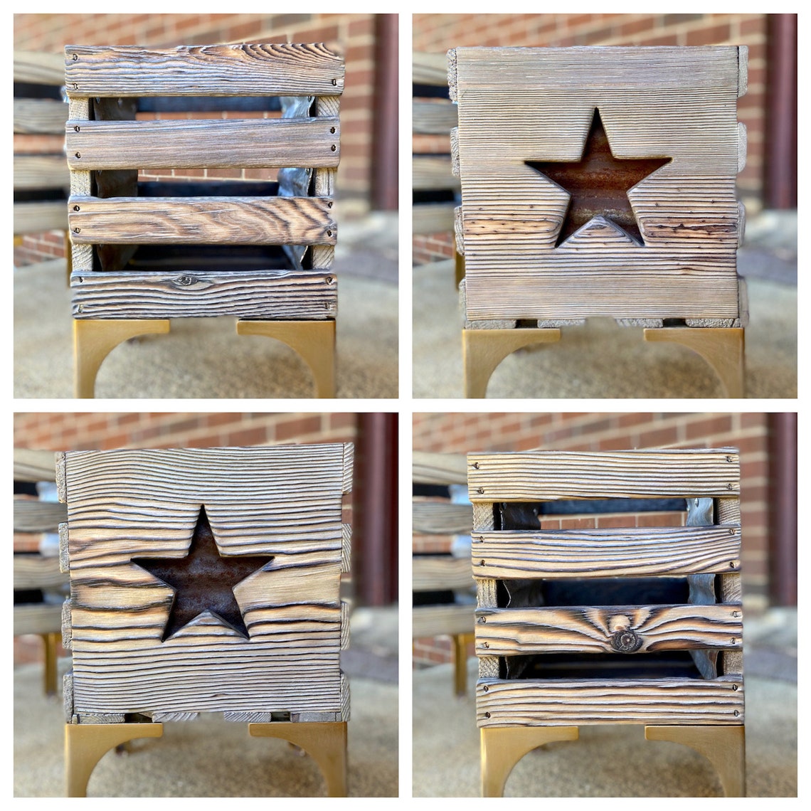 Shou Sugi Ban Style Charred Wood Crate Planter W/ Brushed Gold - Etsy