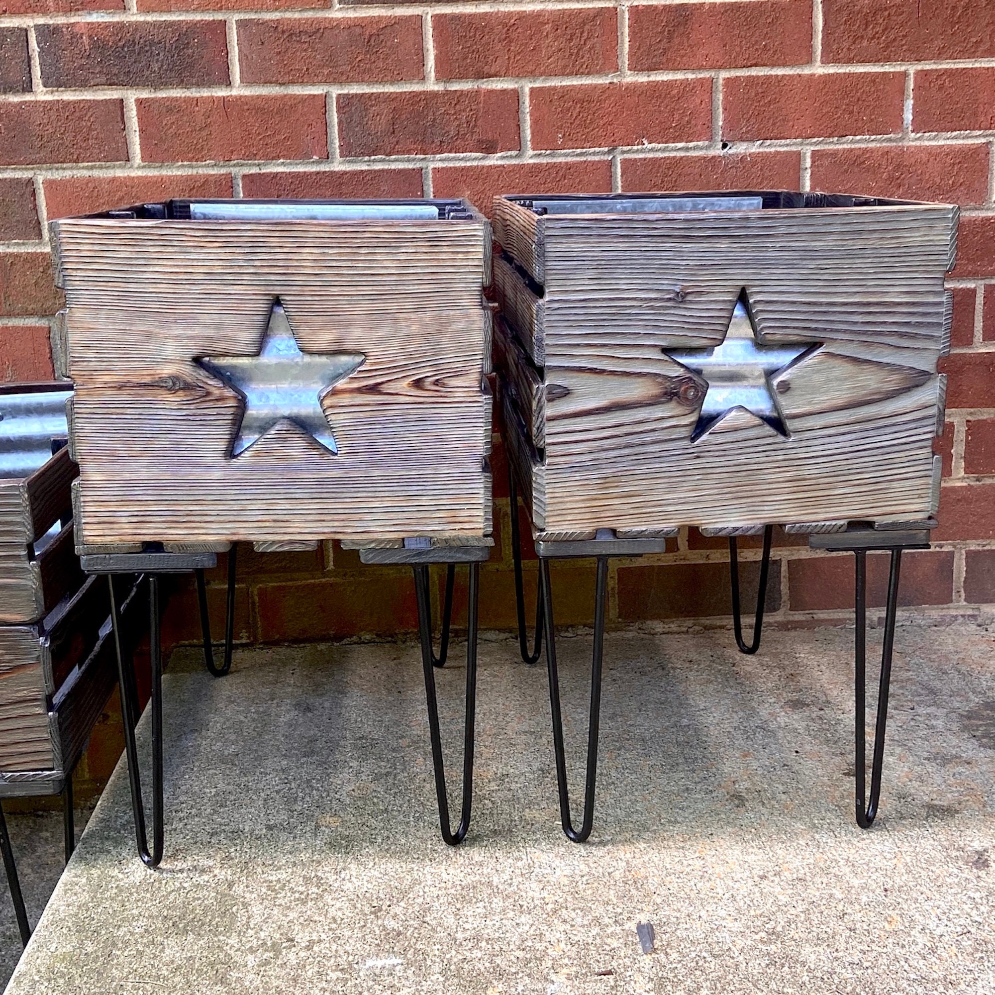 Shou Sugi Ban Style Charred Wood Crate Planter W/ Metal - Etsy