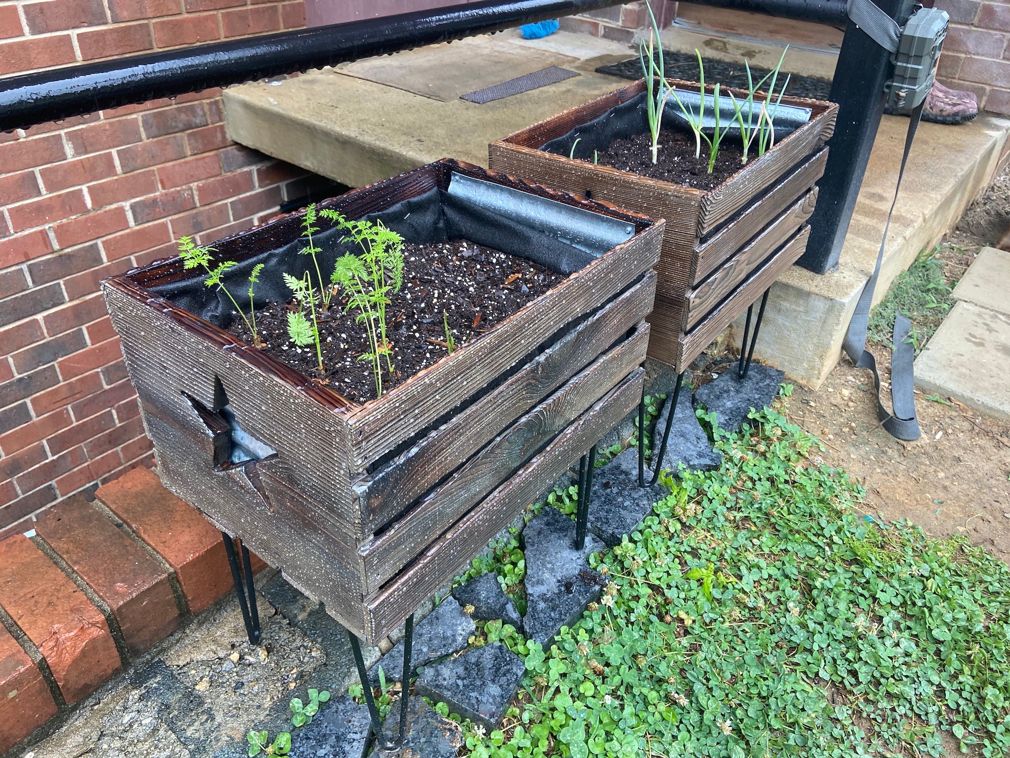 Shou Sugi Ban Style Charred Wood Crate Planter W/ Metal - Etsy