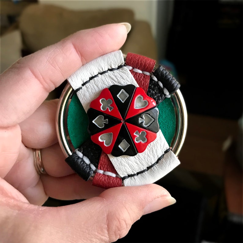 Card Suits Poker Card Guard / Protector / Hand Painted Metal Concho ...