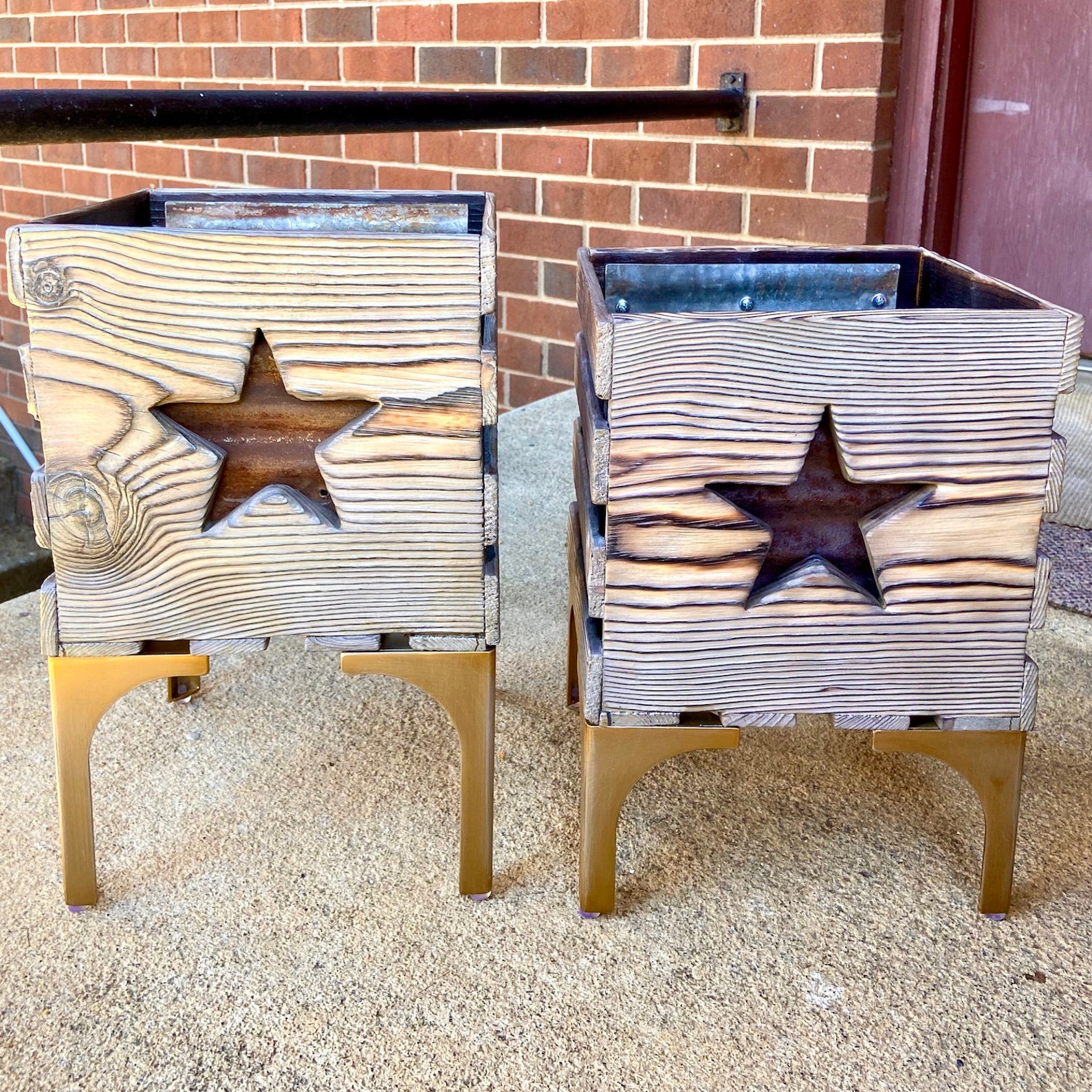 Shou Sugi Ban Style Charred Wood Crate Planter W/ Brushed Gold - Etsy