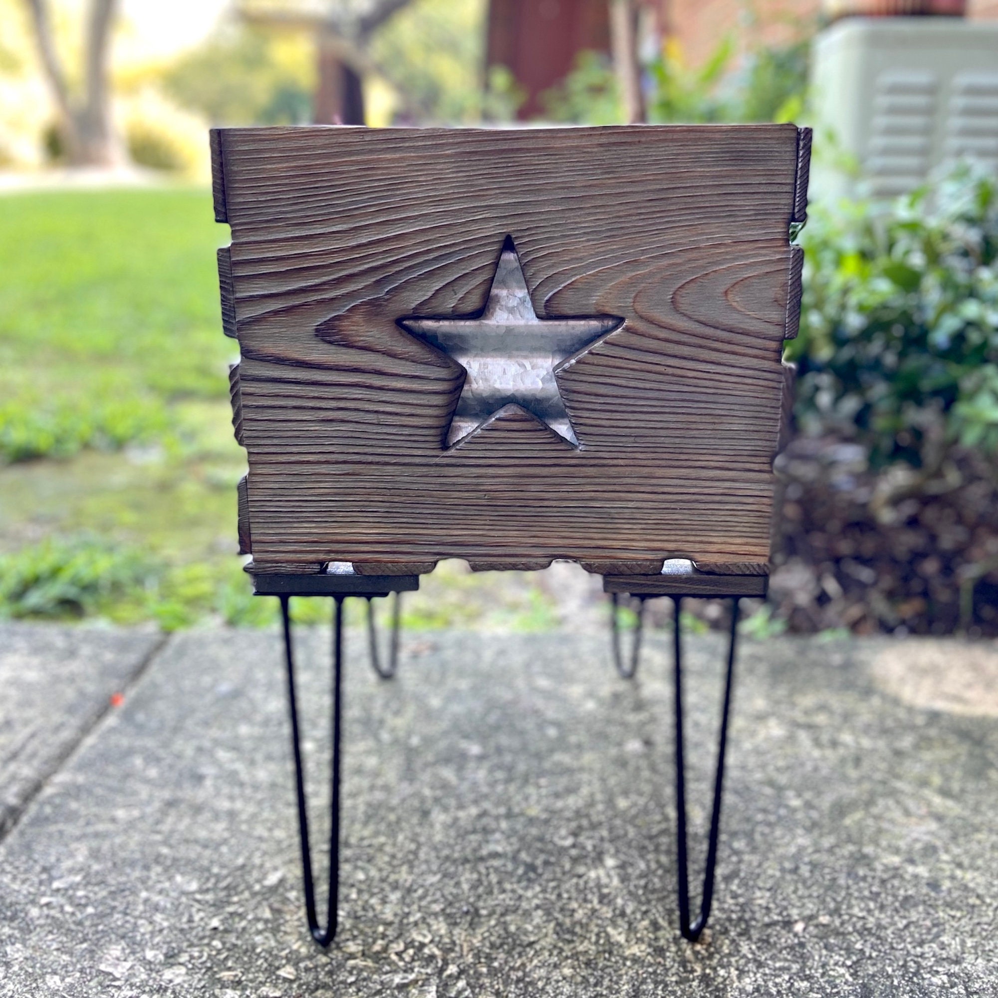 Shou Sugi Ban Style Charred Wood Crate Planter W/ Metal - Etsy