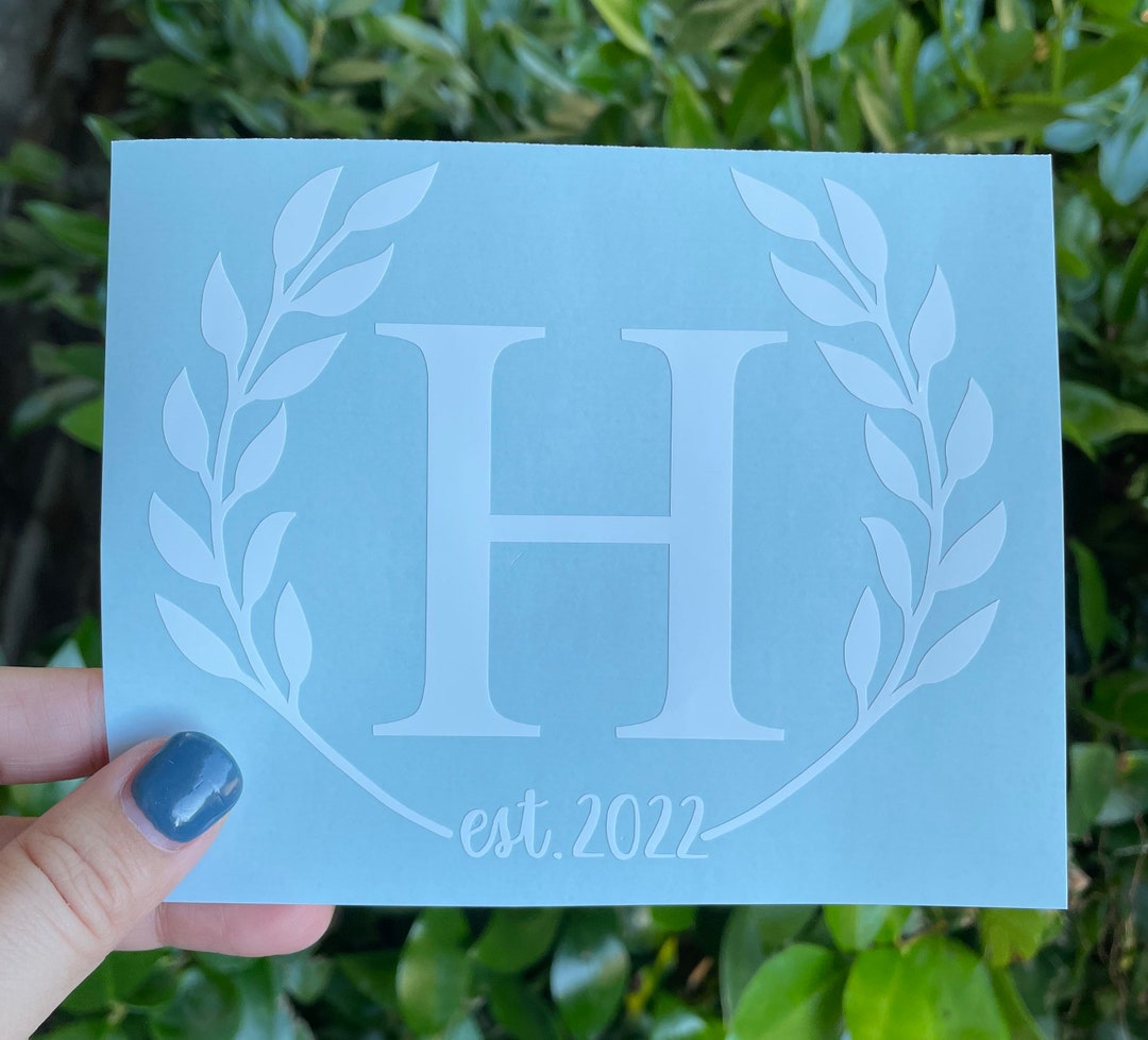 Laurel Monogram, Wreath Initial Decal, Last Name Monogrammed Decal ...