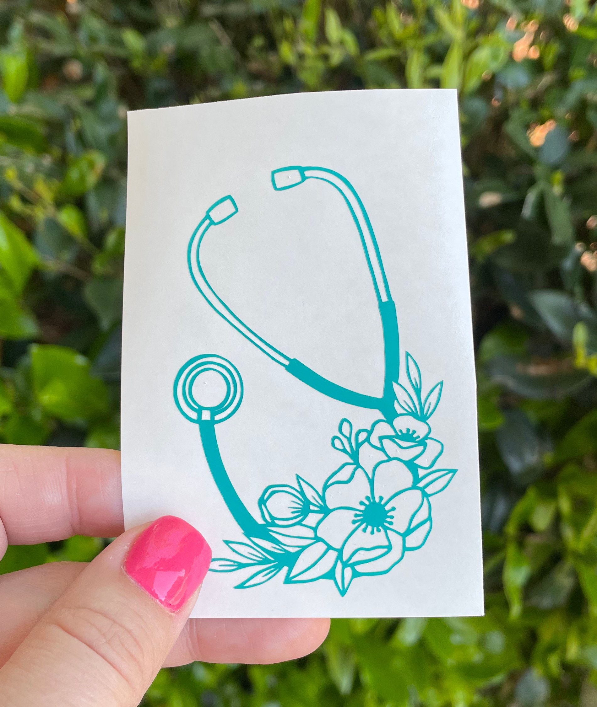 Floral stethoscope decal stethoscope sticker nurse decal for | Etsy