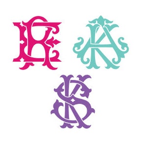 2 Letter Monogram Vinyl Decal, 2 Letter Monogram Sticker, Initials ...