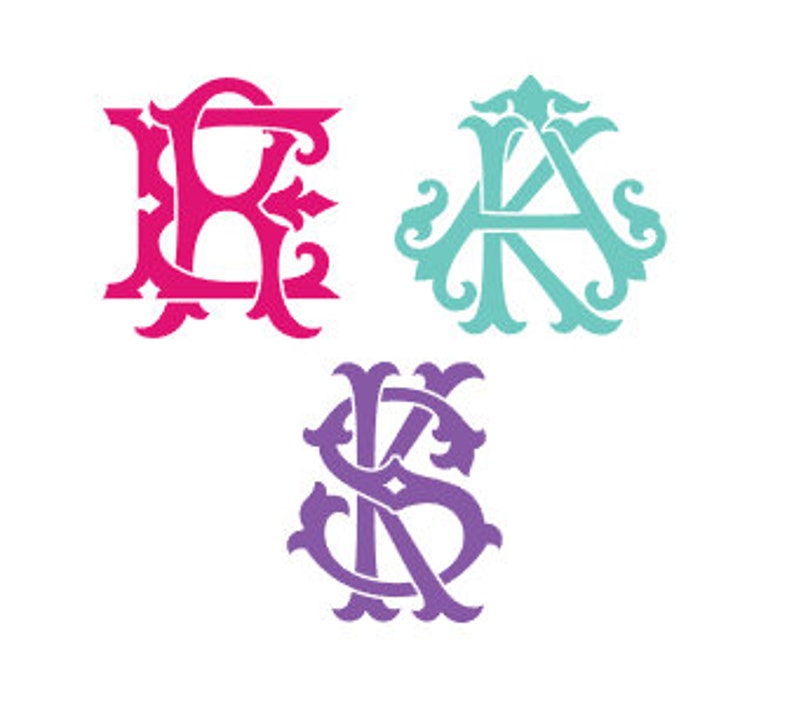 2 Letter Monogram Vinyl Decal, 2 Letter Monogram Sticker, Initials ...