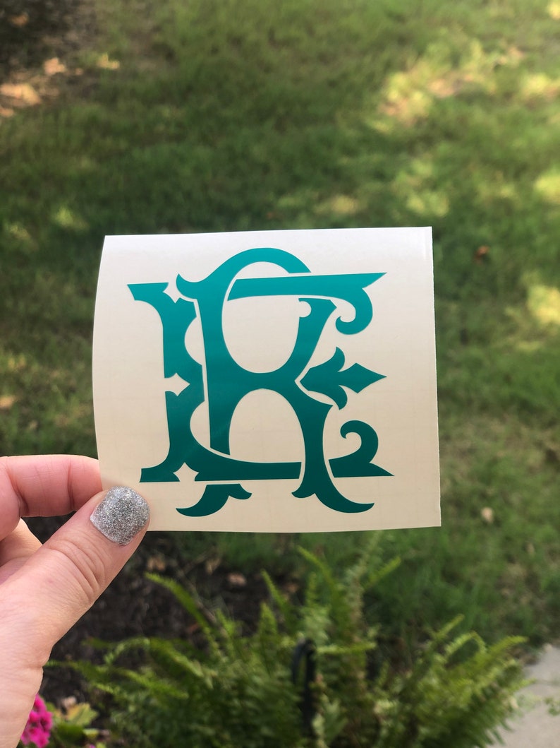 2 Letter Monogram Vinyl Decal, 2 Letter Monogram Sticker, Initials ...