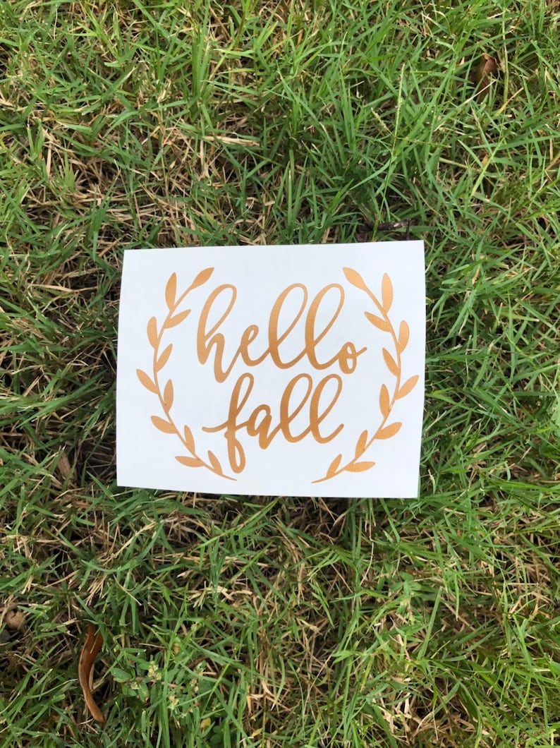 Hello Fall Vinyl Pumpkin Decal: Rustic Thanksgiving Decor - Etsy