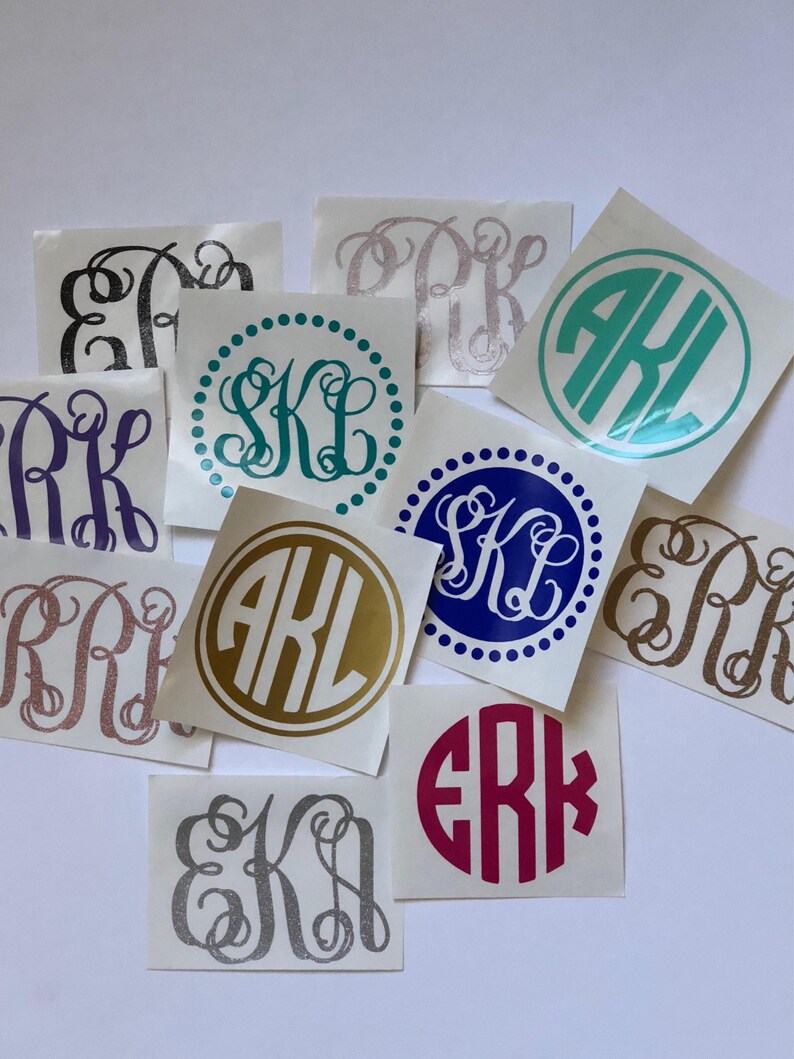 Monogram car decal Monogram vinyl decal glitter monogram | Etsy