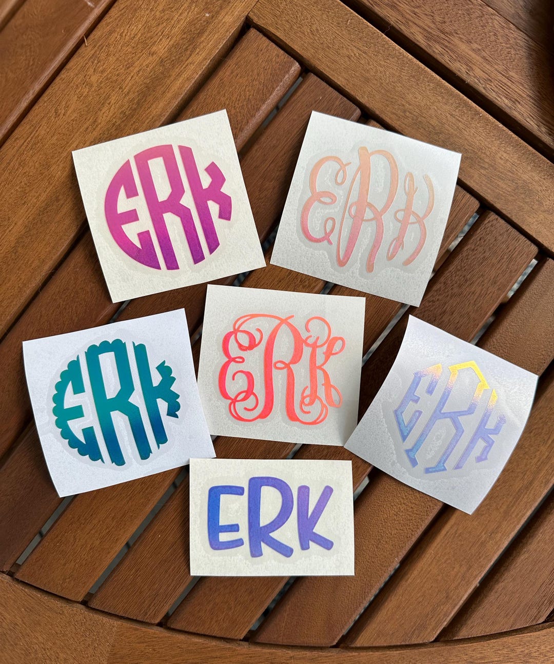 HOLOGRAPHIC Monogram Car Decal, Monogram Vinyl Decal, Holographic ...