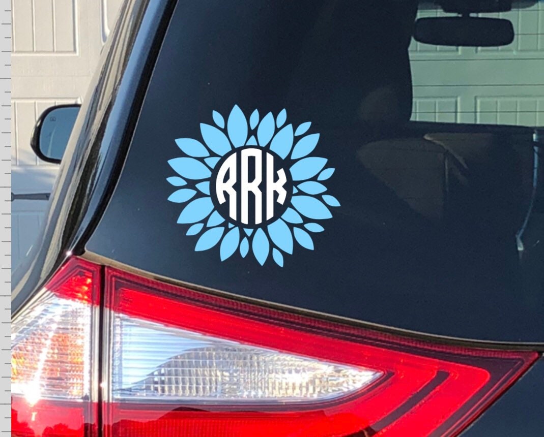 Monogram Flower Decal, Flower Monogram Decal, Monogram Decal for Car ...