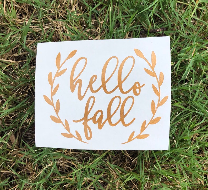 Hello Fall Vinyl Pumpkin Decal: Rustic Thanksgiving Decor - Etsy