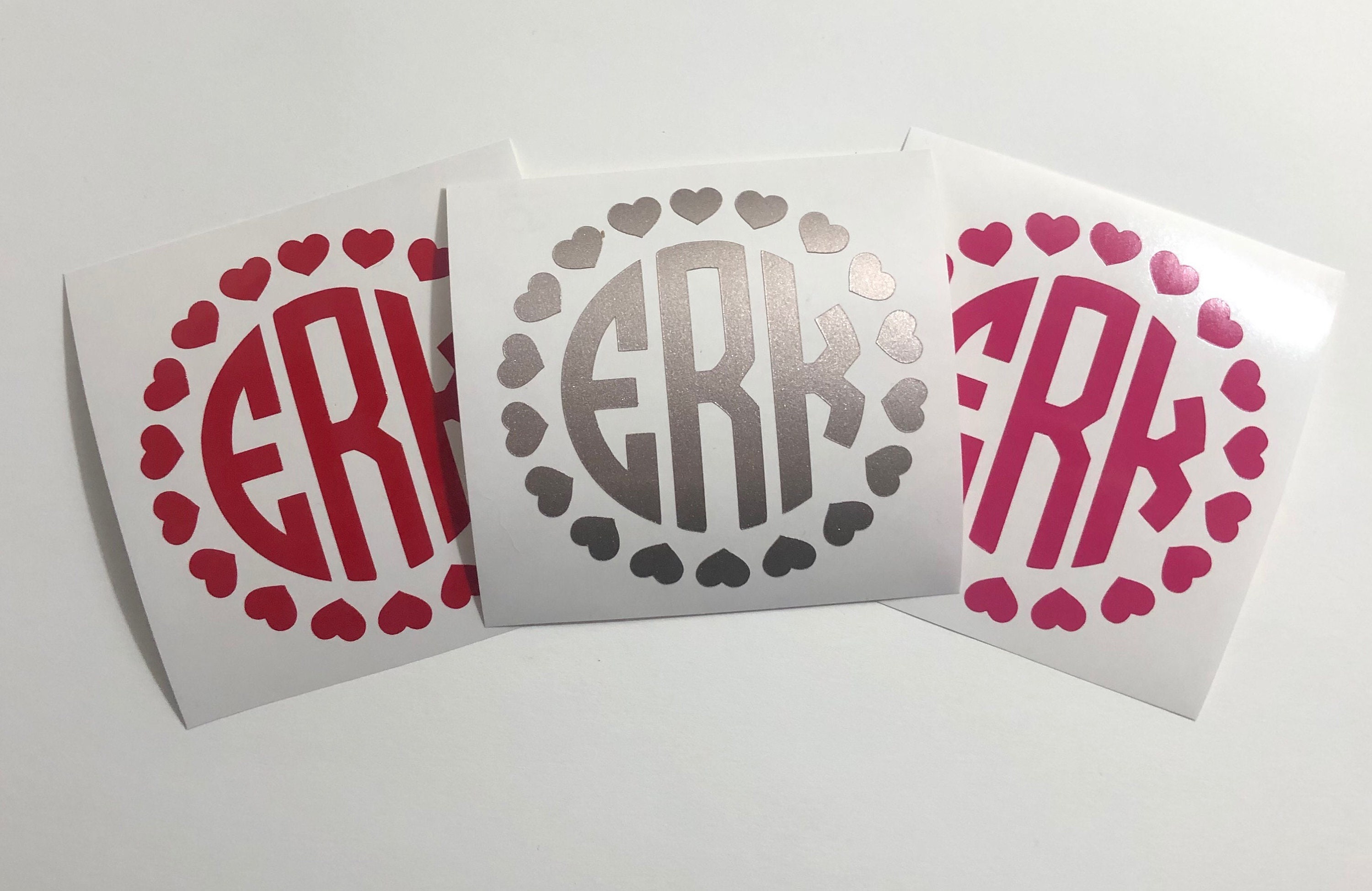 Monogram Decal for Car Monogram Vinyl Decalheart Monogram | Etsy