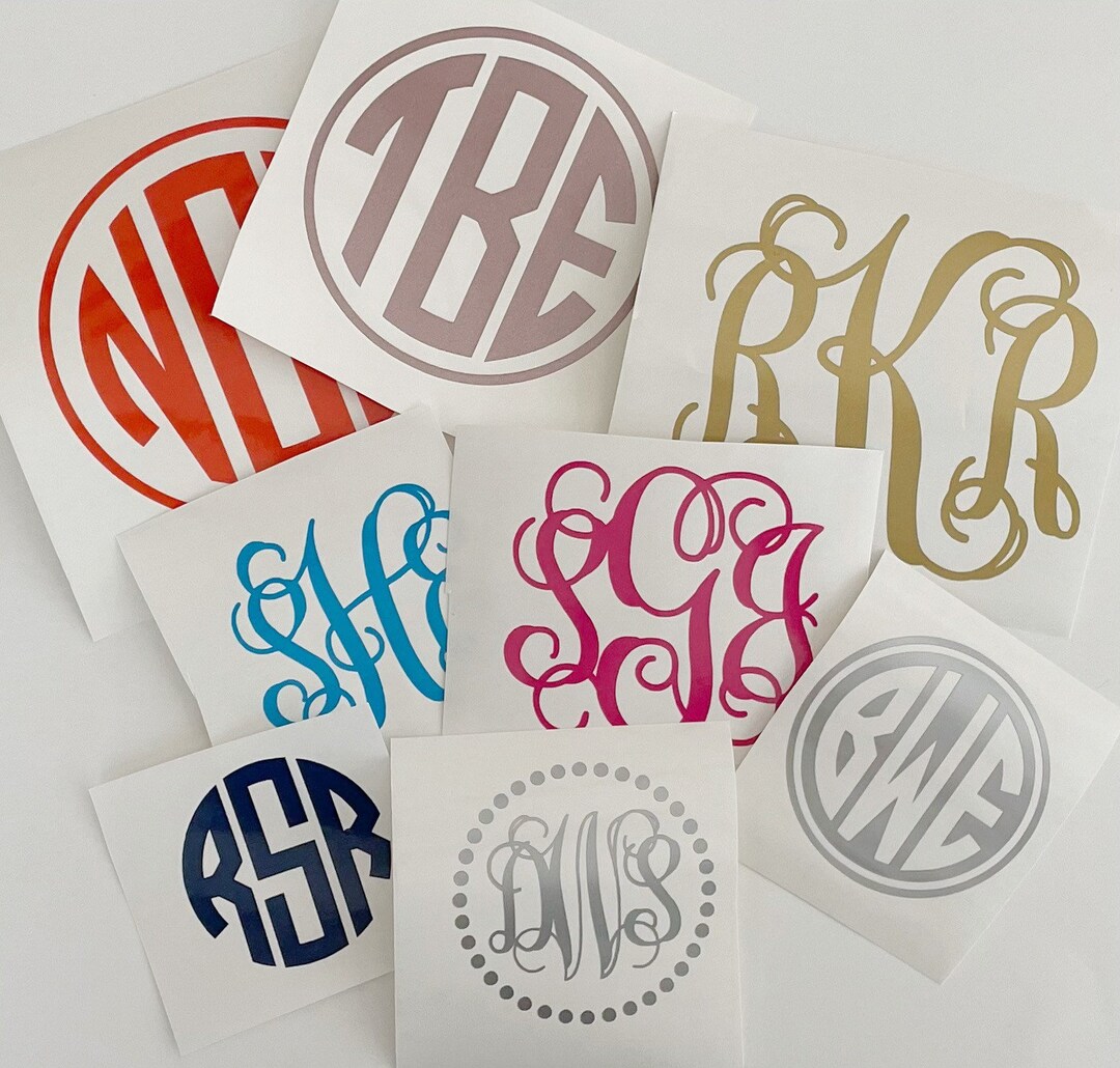Vinyl Monogram Decal Sticker, Glitter Monogram Tumbler Decal, Monogram ...