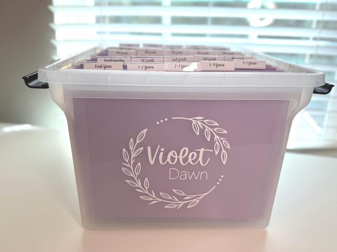 KIDS Vinyl Name Decal, Milestone Tote Decal, File Box Decal, School ...