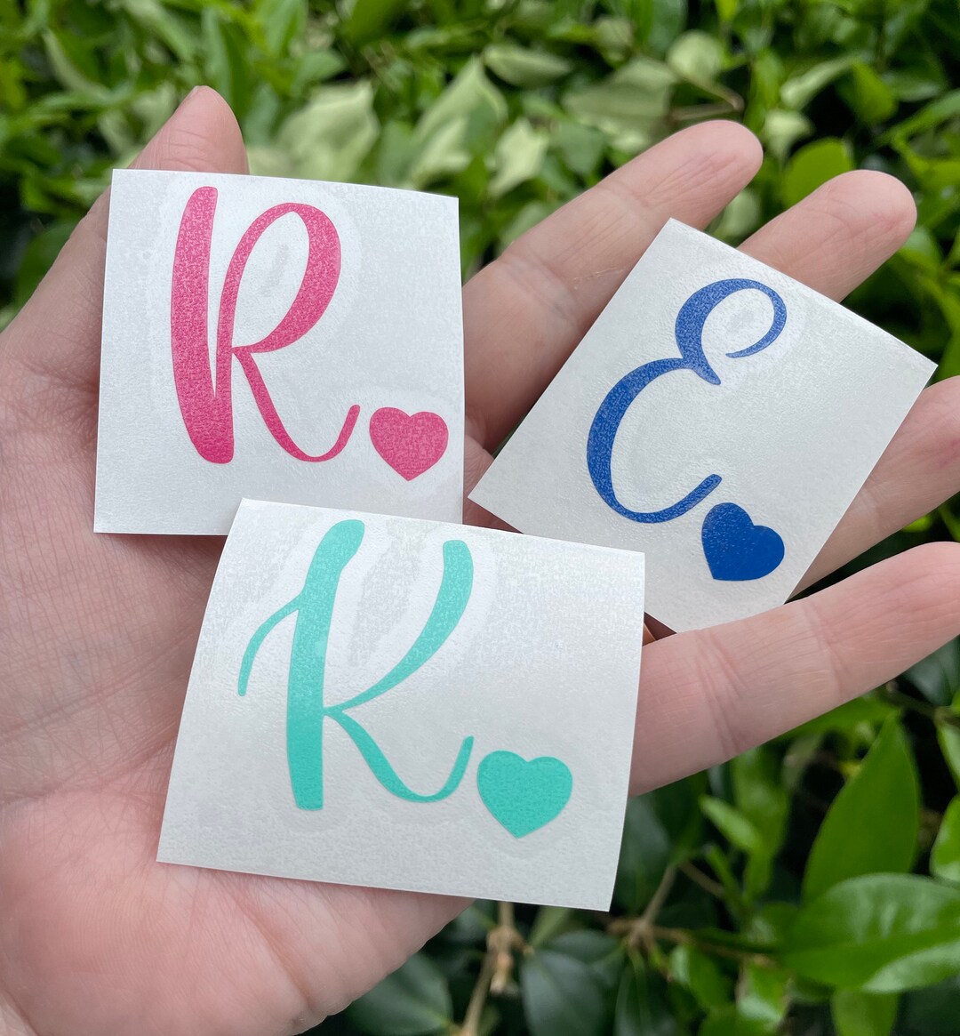 Single Initial Monogram Vinyl Decal Sticker With Heart, Glitter ...