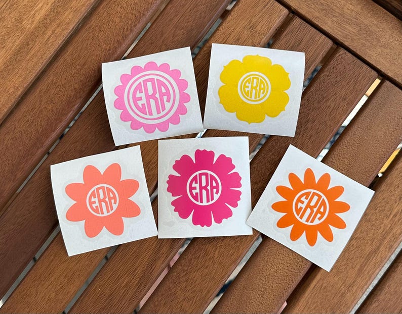 Flower Monogram Car Decal, Floral Monogram Vinyl Decal, Plant Lover ...