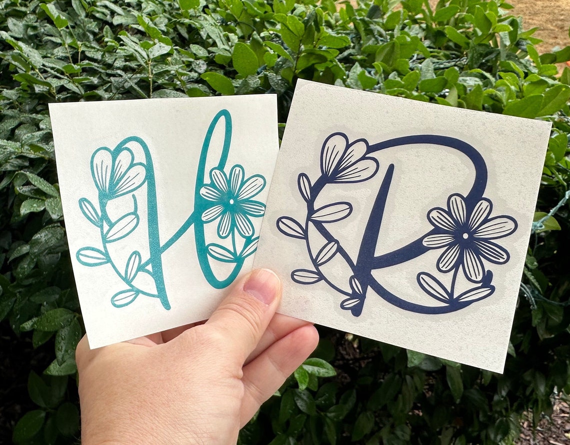 Single Initial Monogram Vinyl Decal Sticker, Glitter Monogram Vinyl ...