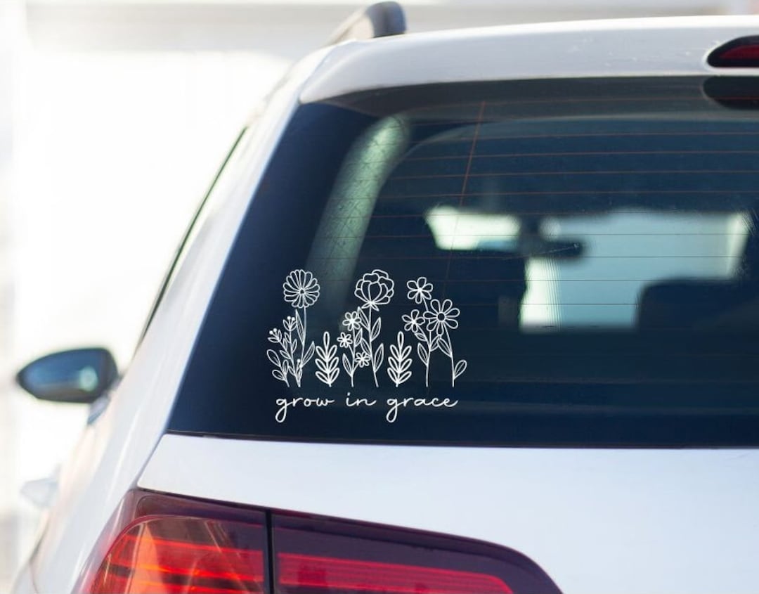 Wildflower Decal, Floral Decal, Car Decal, Grow in Grace, Laptop Decal ...