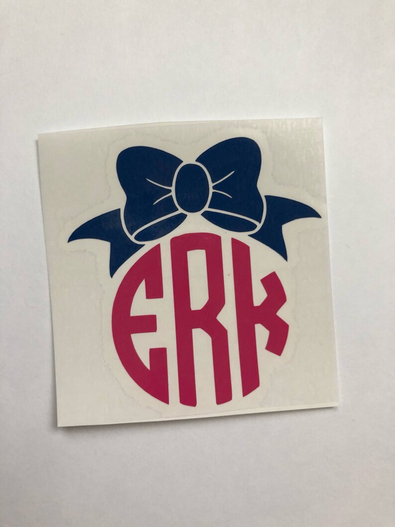 Bow Monogram Vinyl Decal Bow Decal Monogram Decal Monogram | Etsy