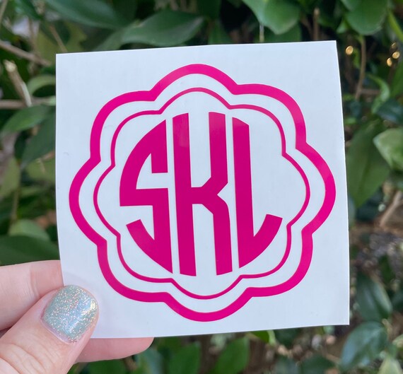 Vinyl monogram decal sticker glitter monogram tumbler decal | Etsy