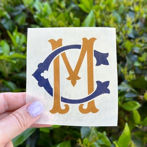 2 Letter Monogram Vinyl Decal, 2 Letter Monogram Sticker, Initials ...