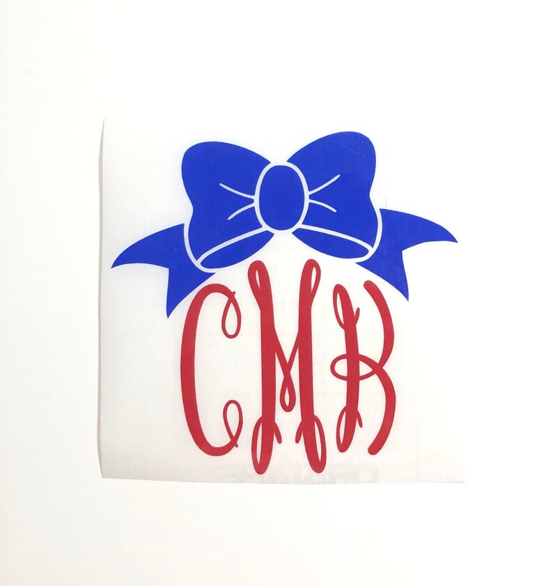 Bow Monogram Vinyl Decal Bow Decal Monogram Decal Monogram | Etsy