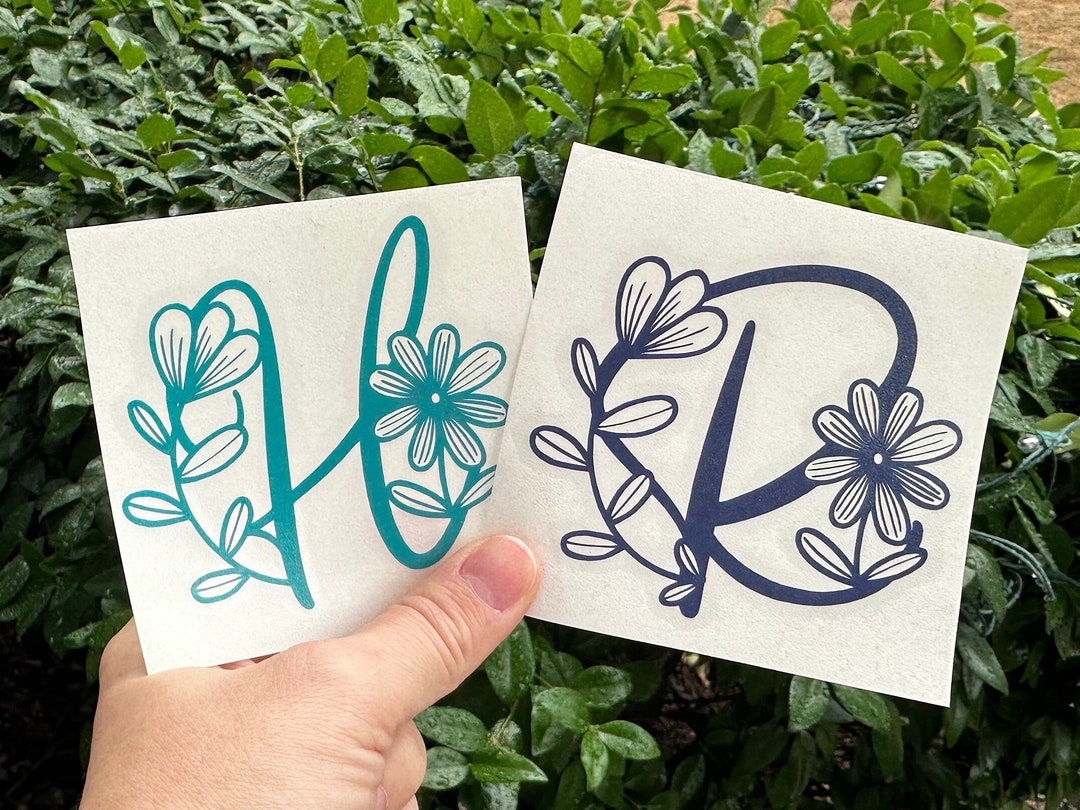 Single Initial Monogram Vinyl Decal Sticker, Glitter Monogram Vinyl ...