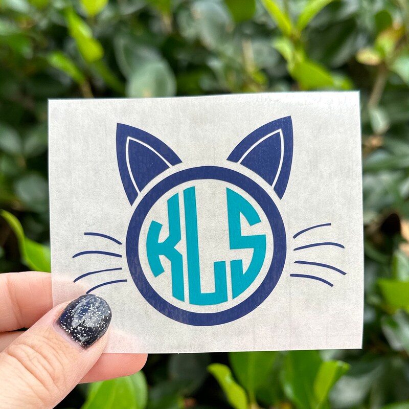 Cat Monogram Decal - Etsy