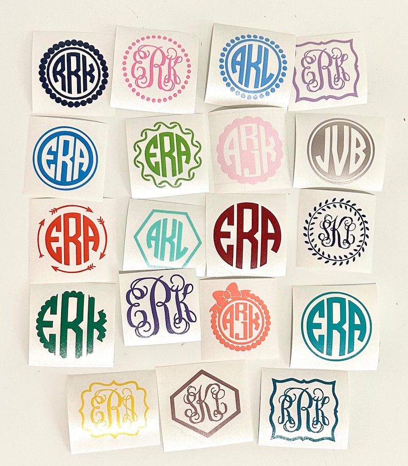 Monogram Car Decal Monogram Vinyl Decal Glitter Monogram - Etsy