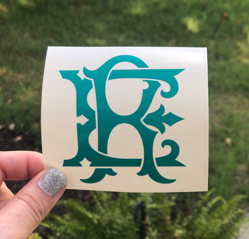 2 Letter Monogram Vinyl Decal, 2 Letter Monogram Sticker, Initials ...