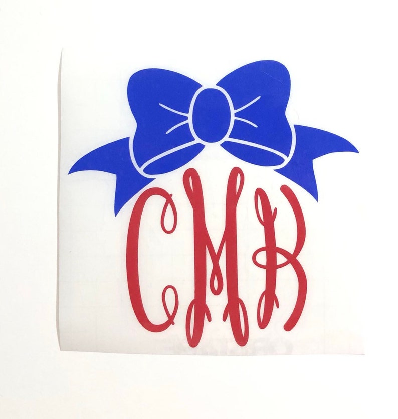 Bow Monogram Vinyl Decal Bow Decal Monogram Decal Monogram - Etsy