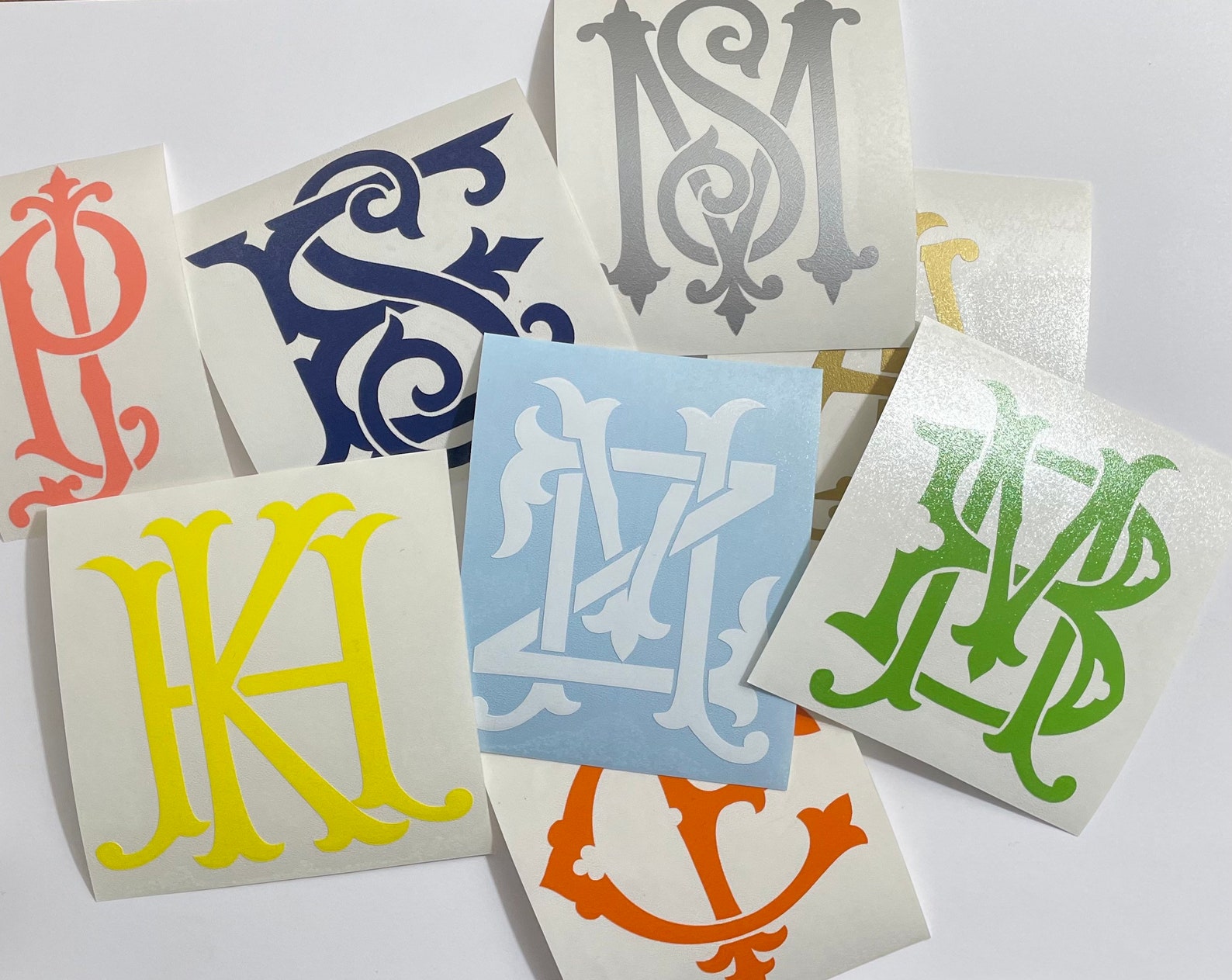 2 Letter Monogram Vinyl Decal, 2 Letter Monogram Sticker, Initials ...