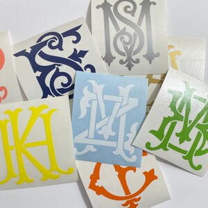 2 Letter Monogram Vinyl Decal, 2 Letter Monogram Sticker, Initials ...