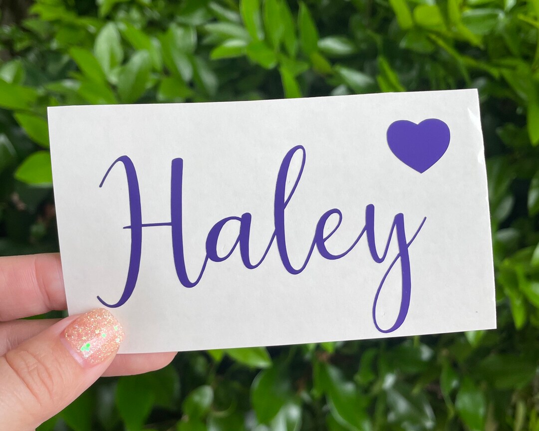Name Decal, Name Label, Heart Decal, Laptop Decal, Phone Decal, Car ...