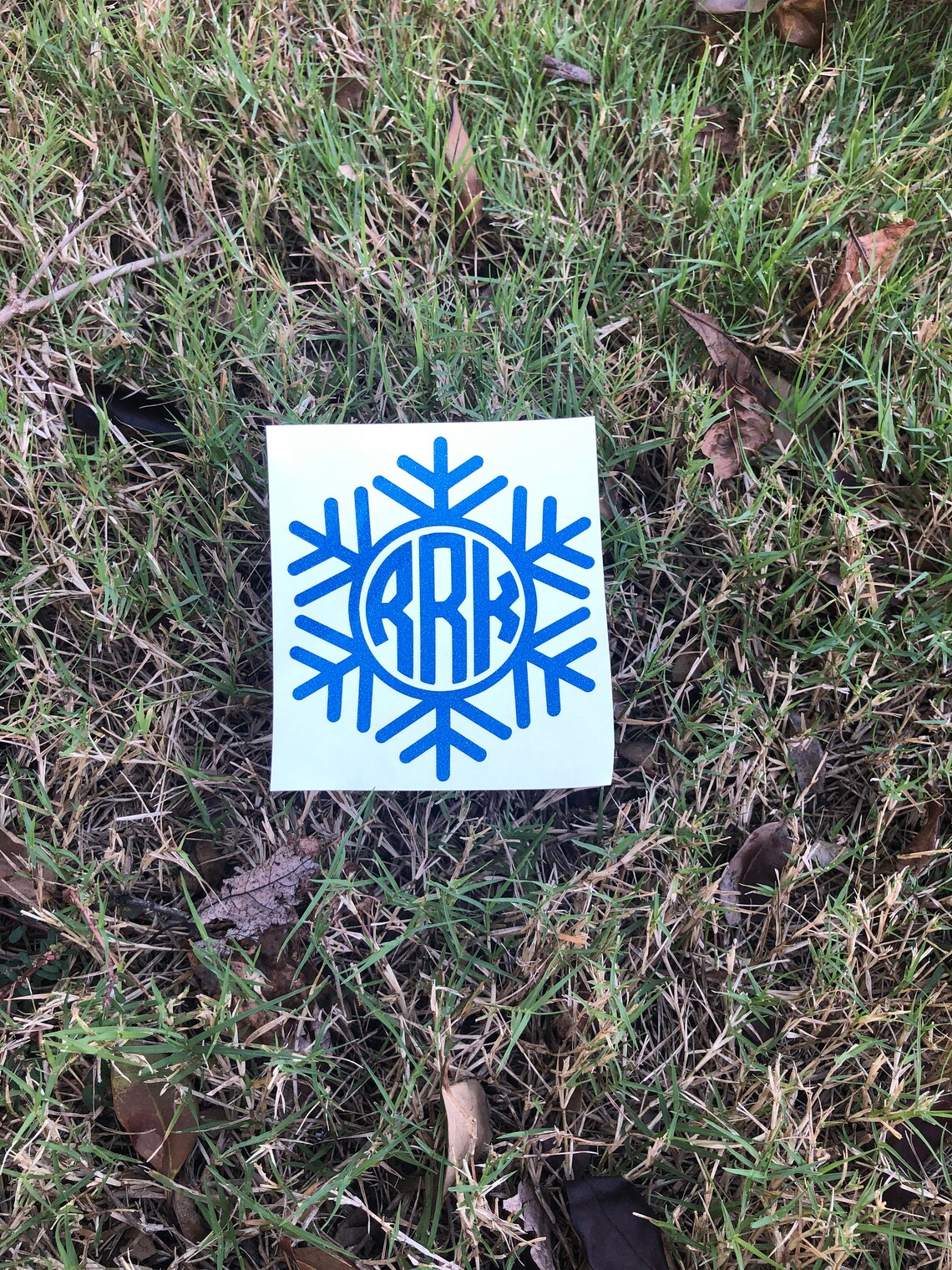 Snowflake monogram decal for car Monogram vinyl decal | Etsy