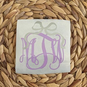Coquette Bow Monogram Car Decal, Coquette Monogram Car Decal, Feminine ...