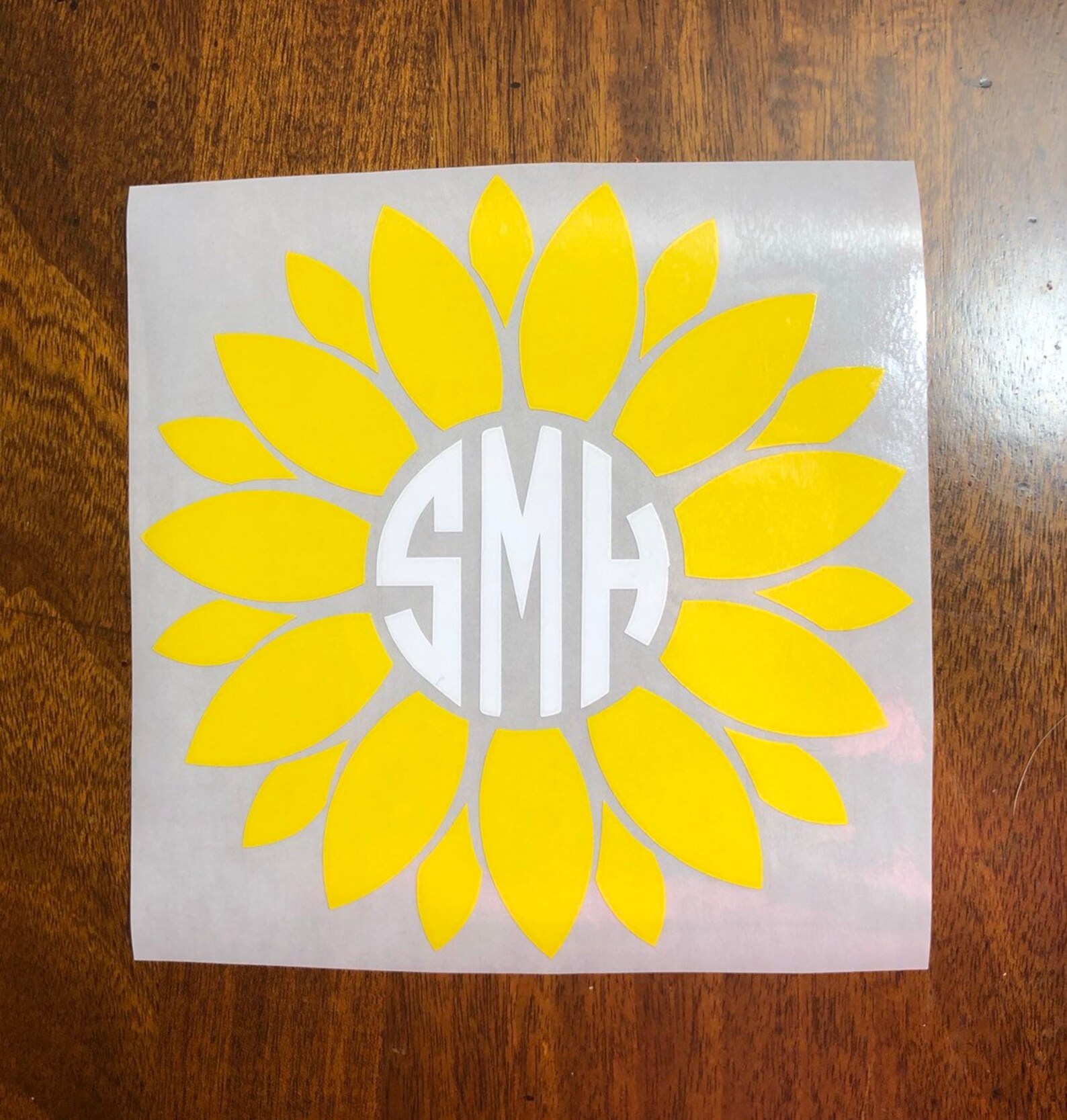 Sunflower Decal, Sunflower Monogram Sticker, Flower Decal, Monogram ...